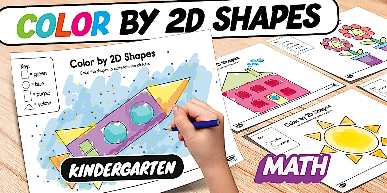 Color by 2D Shapes Activity Pack | Math Teaching Resources |Twinkl