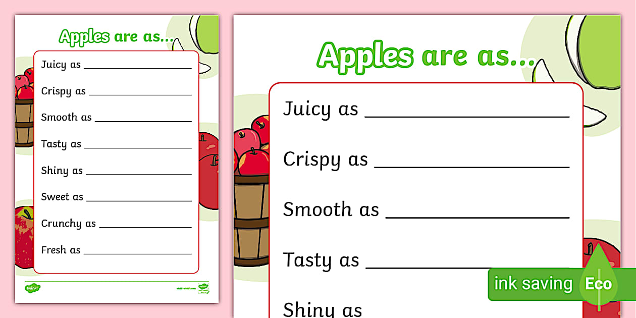 Apples Simile Poem Template, Poem about apples - Twinkl