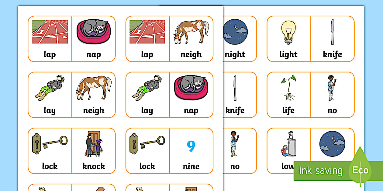 'l' and 'n' Minimal Pairs Dominoes - Speech Pathology