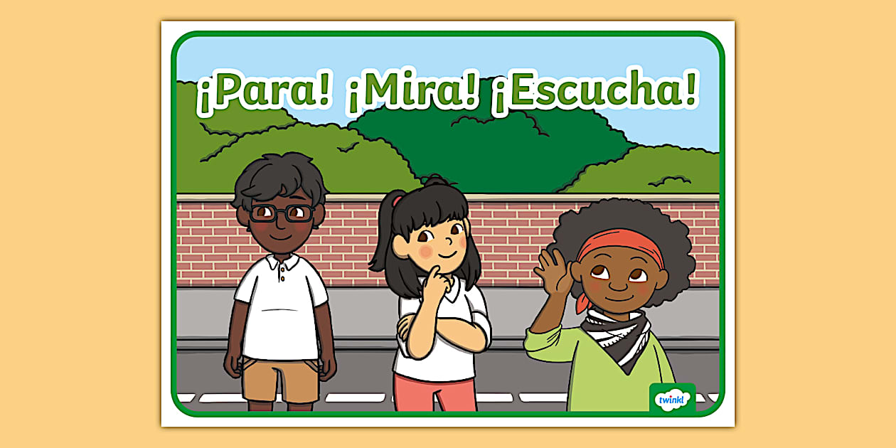 Póster: Para, mira, escucha (teacher made) - Twinkl