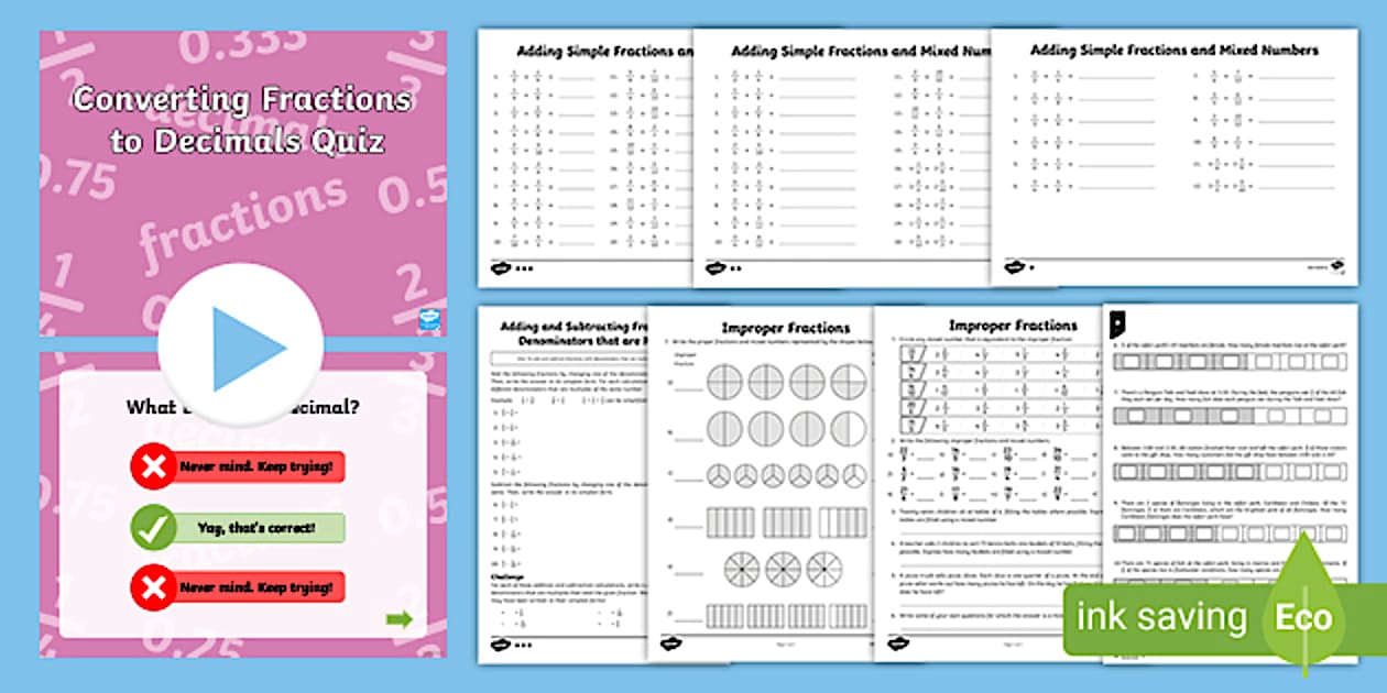 Maths Fifth/Sixth Class Fractions Pack 1 (teacher made)