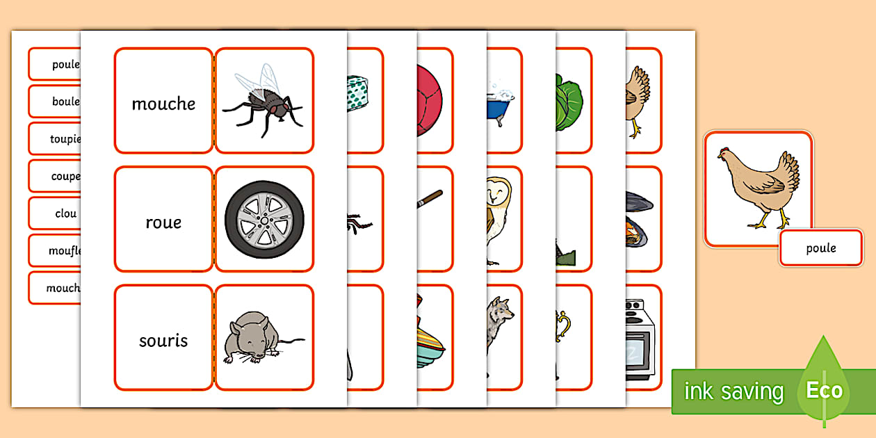 Cartes de nomenclature avec autocorrection : le son [ou]