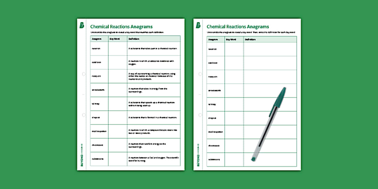 Chemical Reactions Anagrams | KS3 Chemistry | Beyond Science