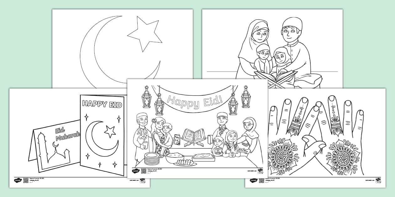 Eid Mubarak Colouring Pages For Toddlers - EYFS - Twinkl