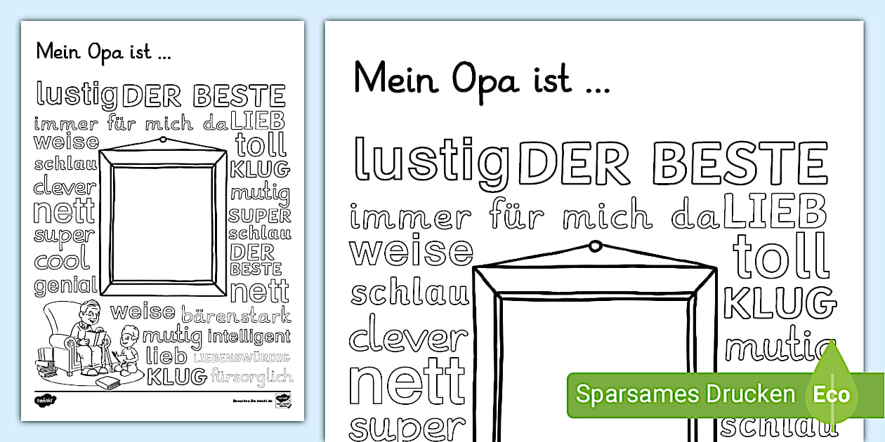 Mein Opa ist ... - Ausmalbild | Geschenk für Opa | Vatertag