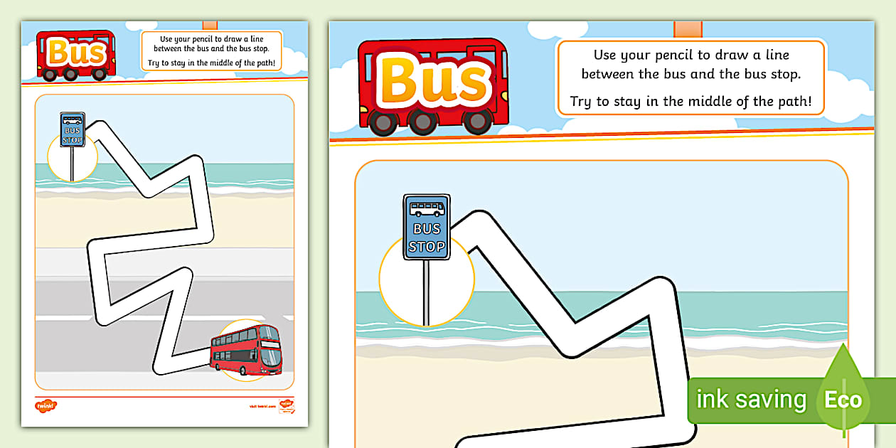 Bus Pencil Control Worksheet (teacher made) - Twinkl