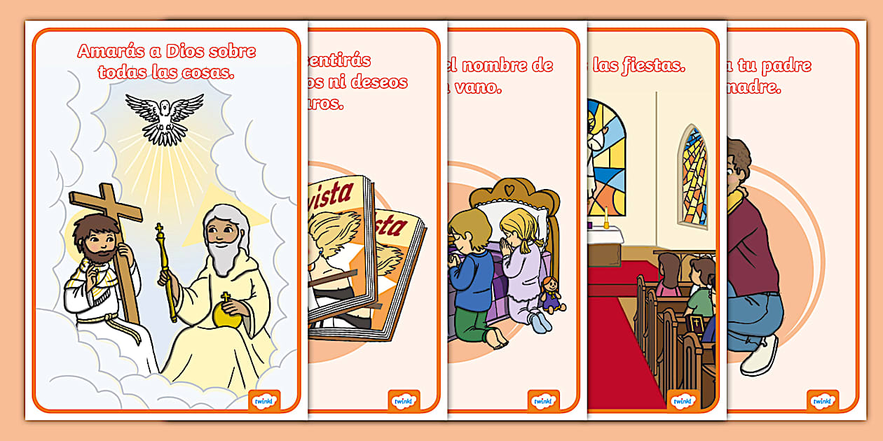 Pósters de los 10 mandamientos |Materiales Educativos Twinkl