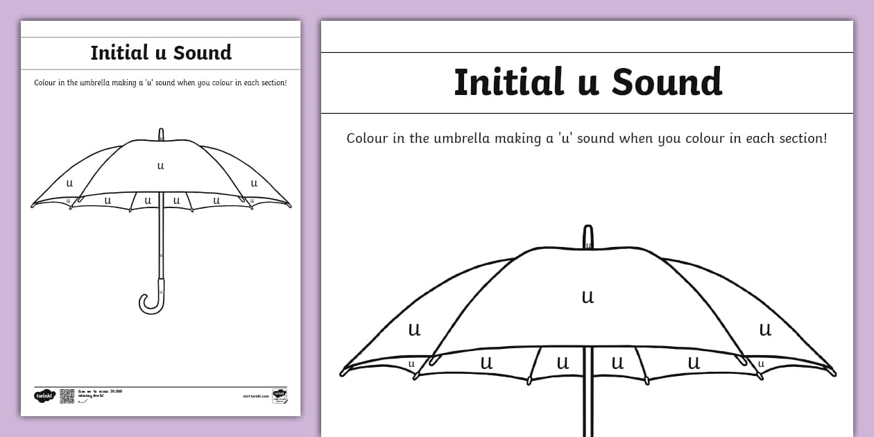Initial u Sound Colouring Sheet (teacher made) - Twinkl