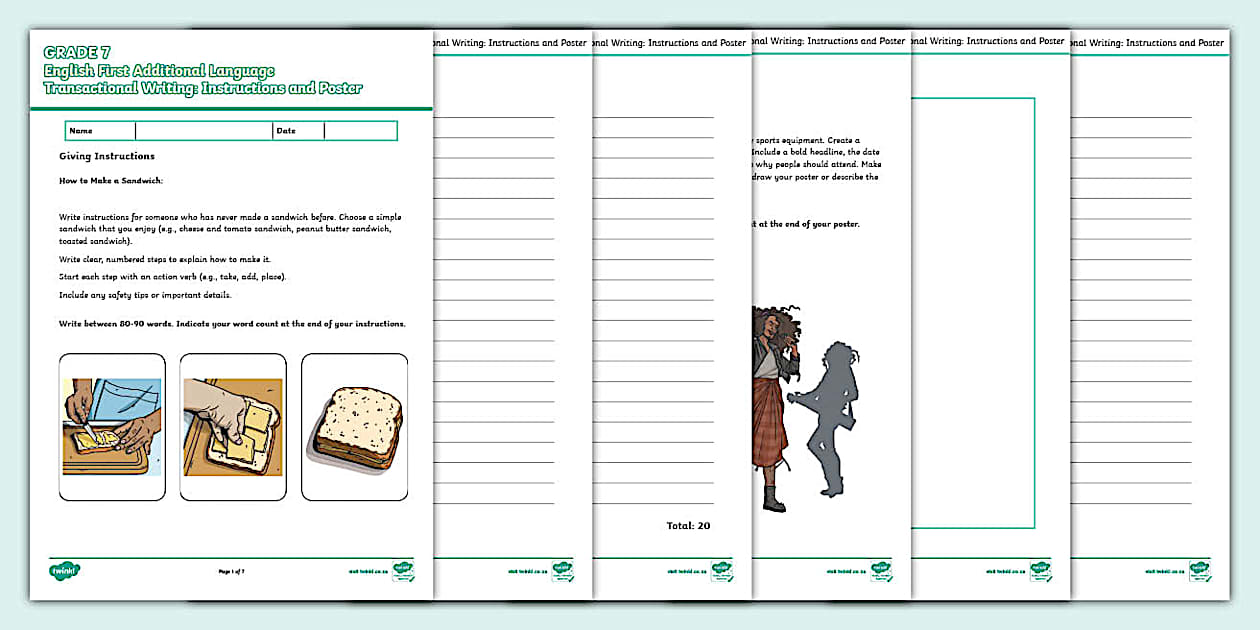Grade 7 English FAL Transactional Writing: Instructions and Poster