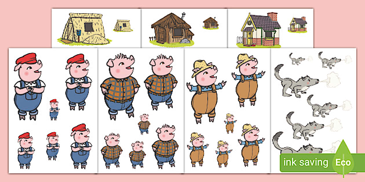 The Three Little Pigs Size Ordering (teacher made) - Twinkl