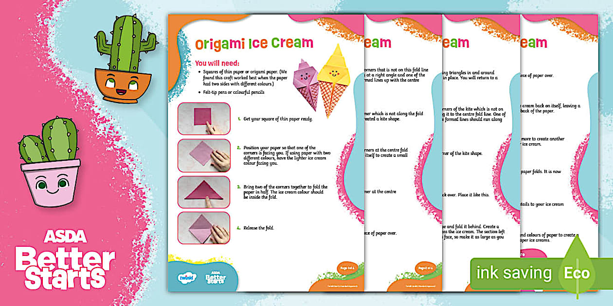 FREE! - ASDA Better Starts: Origami Ice Cream Instructions