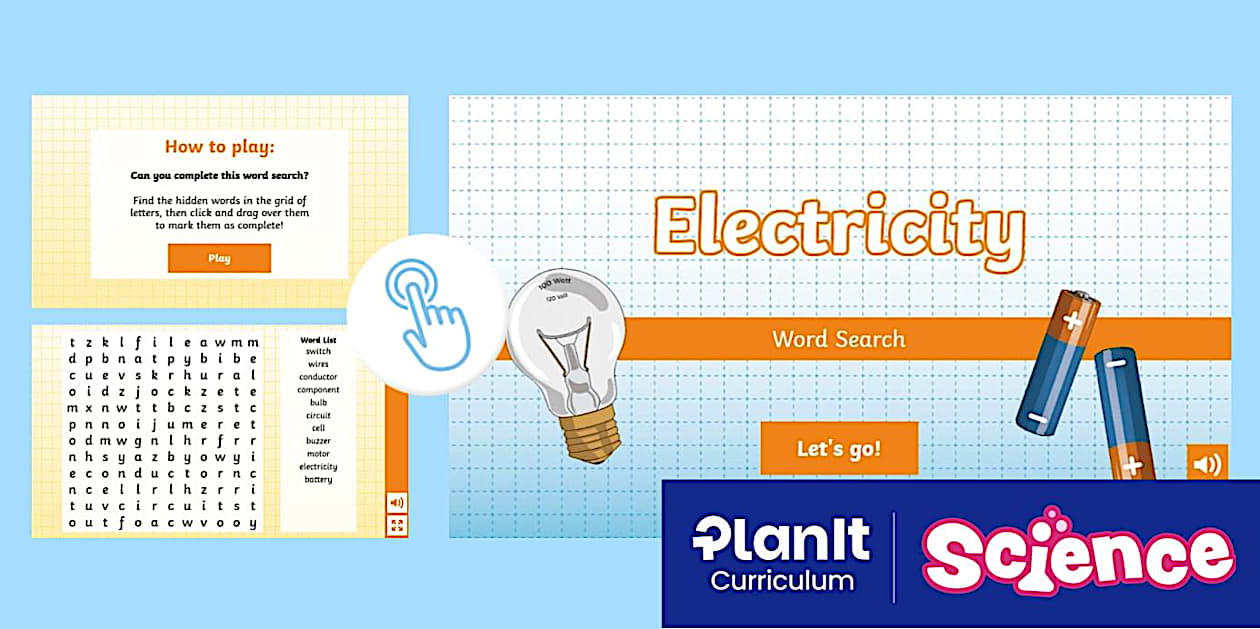 Y6 Interactive Electricity Word Search (teacher made)