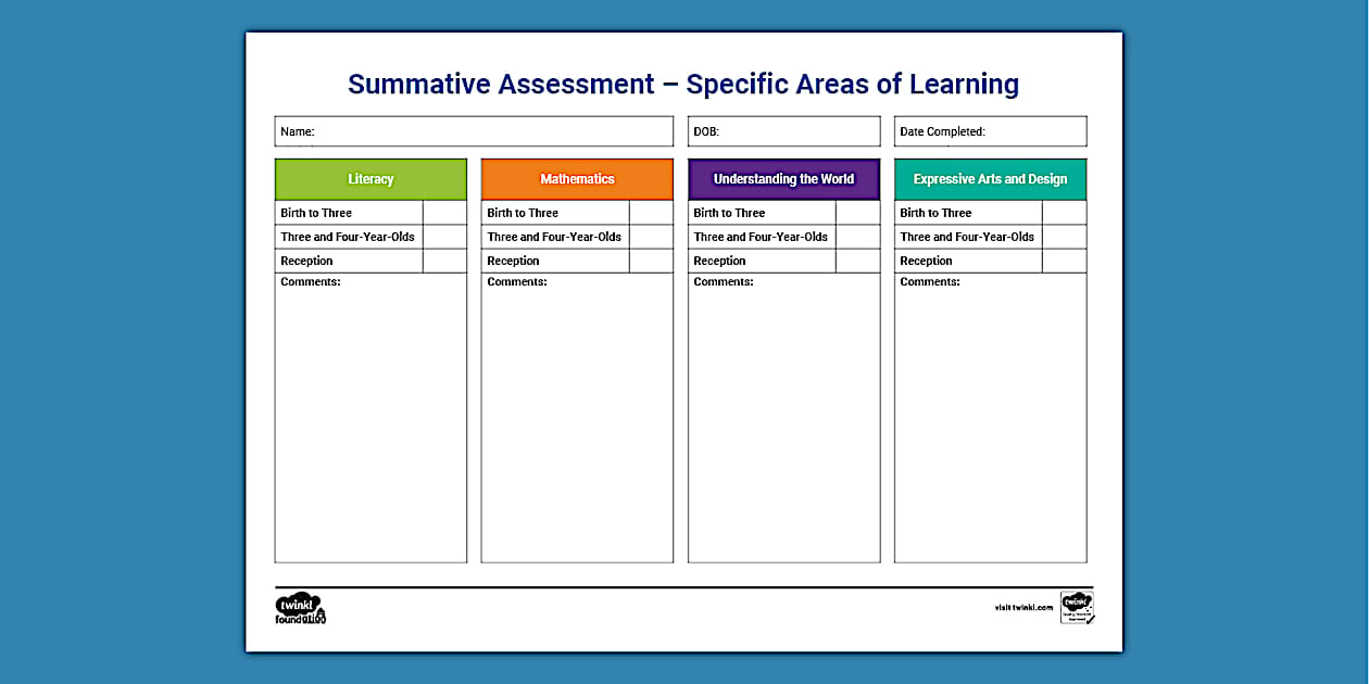 Summative Assessment Example Early Years - Observation Form