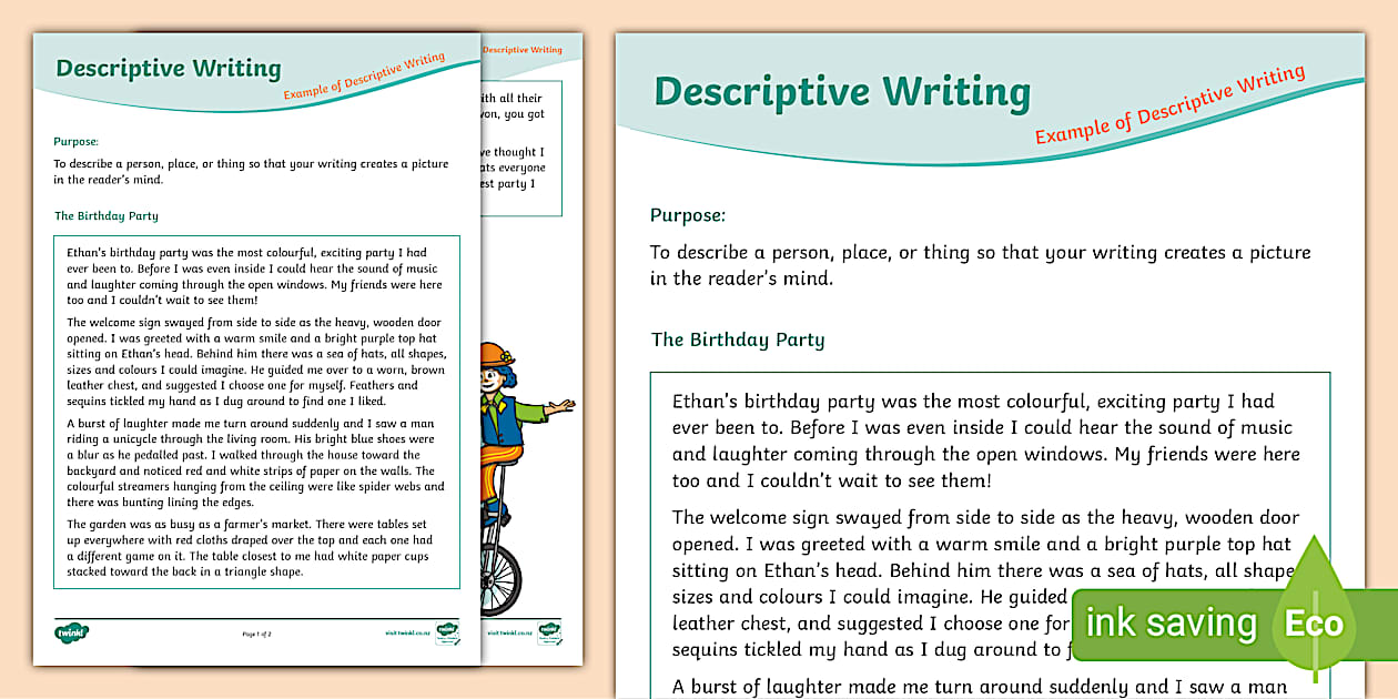 How To Teach Descriptive Writing - Exemplar - Twinkl NZ