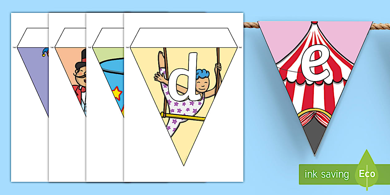 Circus Themed Alphabet Bunting (teacher made) - Twinkl