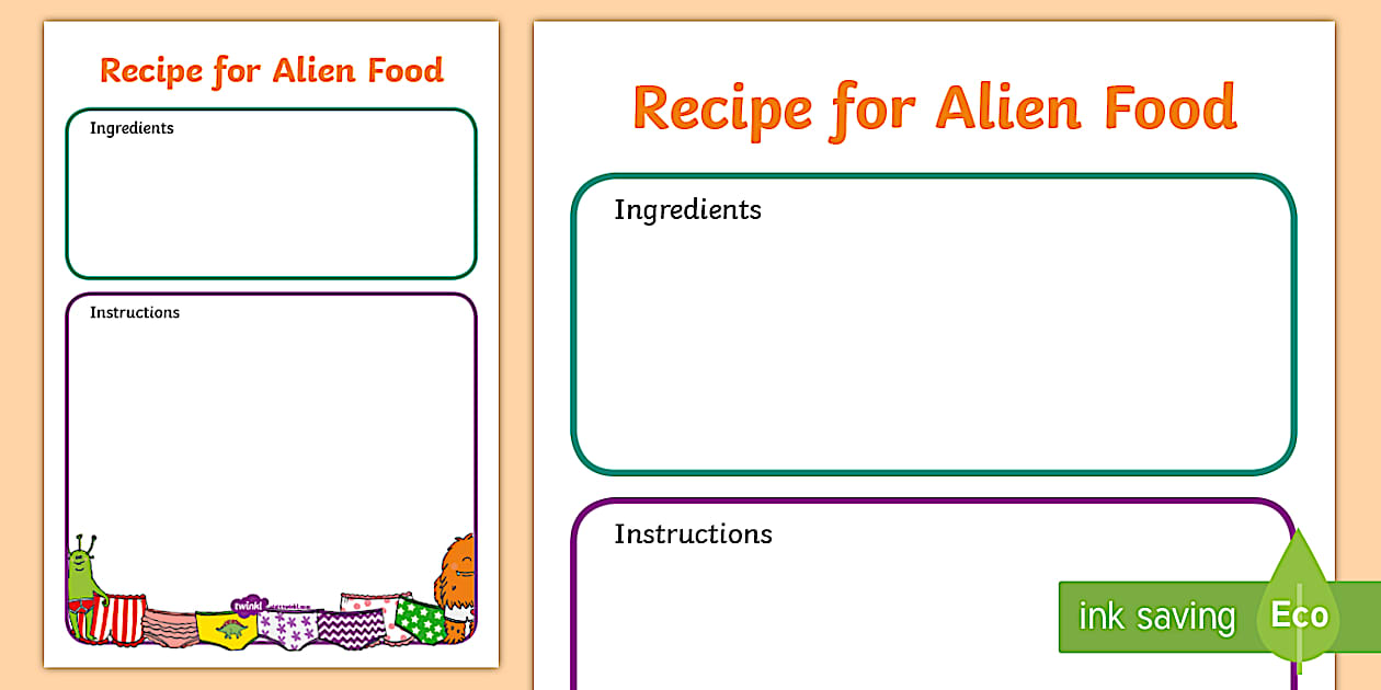 Alien Food Recipe (nauczyciel wykonał) - Twinkl