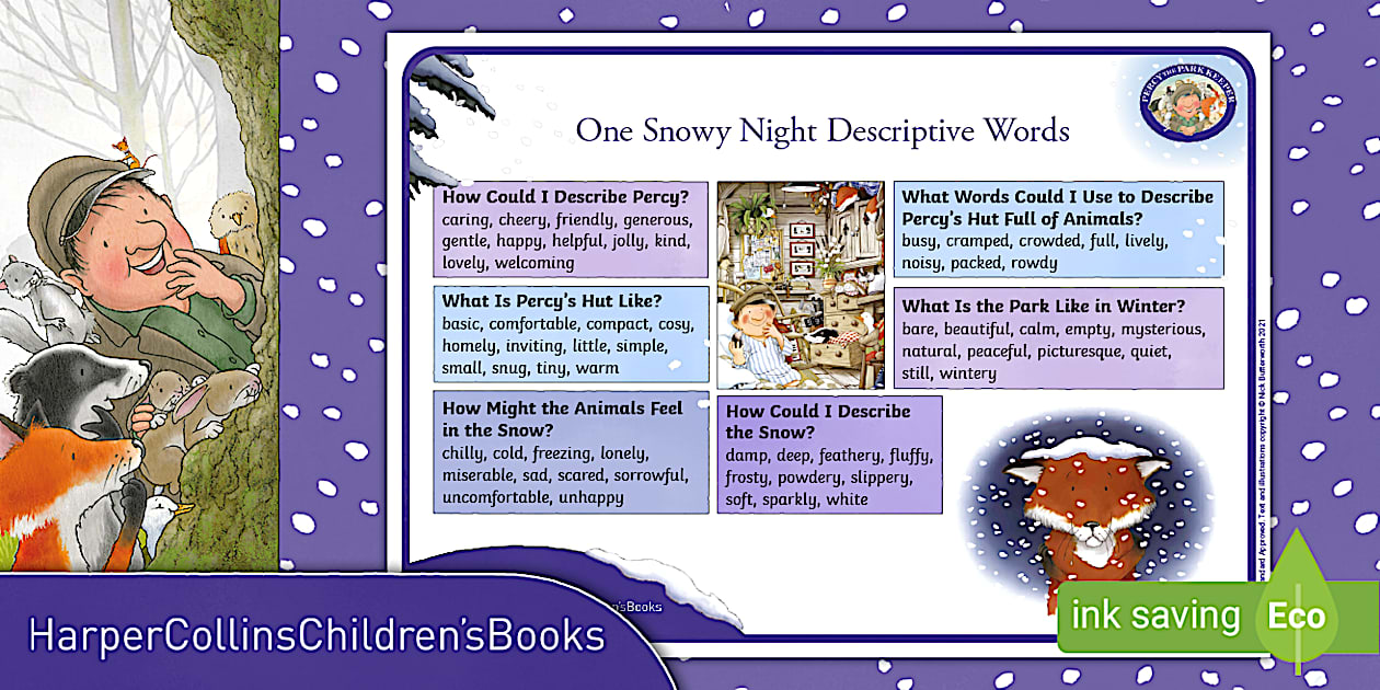 FREE! - Percy the Park Keeper: One Snowy Night Descriptive Word Mat ...