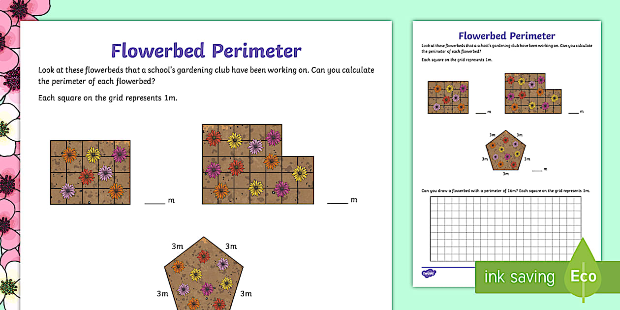 Editable Spring-Themed Perimeter Worksheet (professor feito)