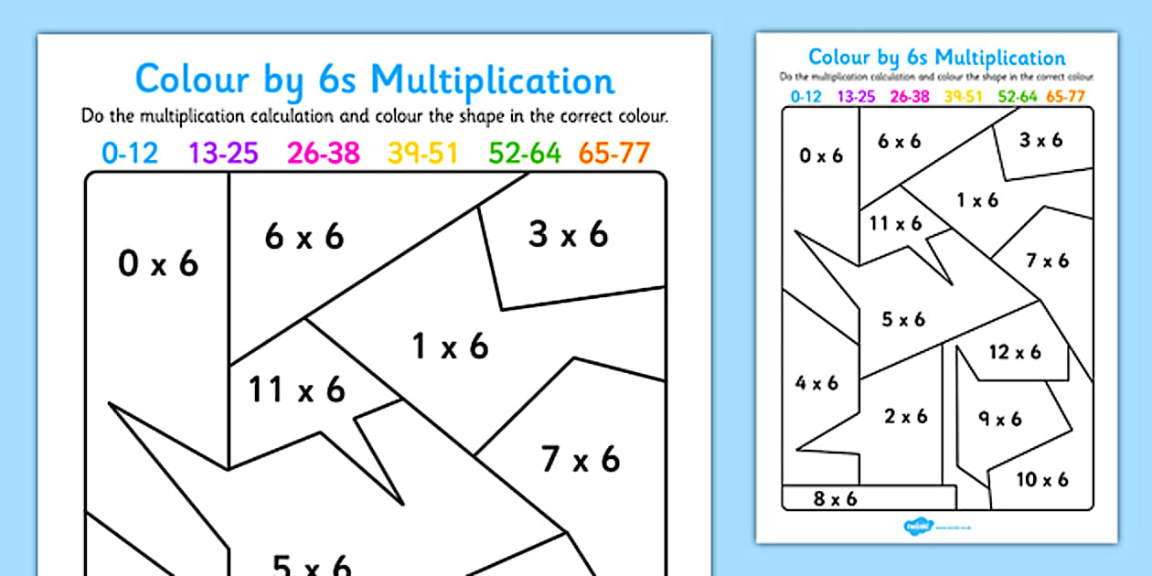 Colour by 6s Multiplication Activity Worksheet - Twinkl
