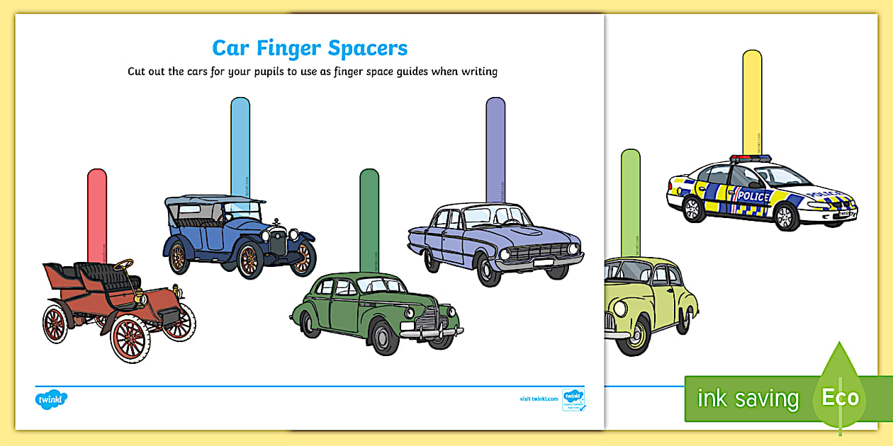 Cars Writing Finger Spacers Cut-Outs - Superhero Writing Finger Spacers