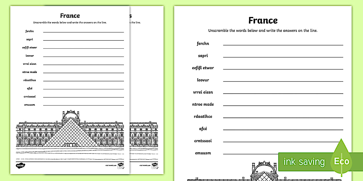 Unscramble the French Word | Twinkl
