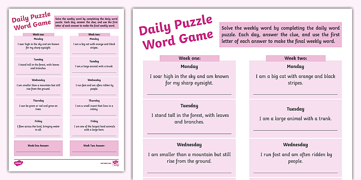 Daily Puzzle Word Activity (teacher made) - Twinkl