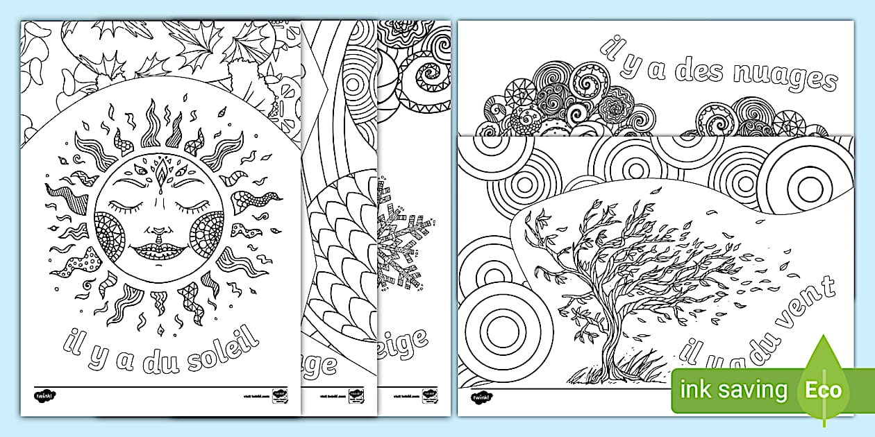 👉 French: Weather Mindfulness Colouring - Twinkl - KS2