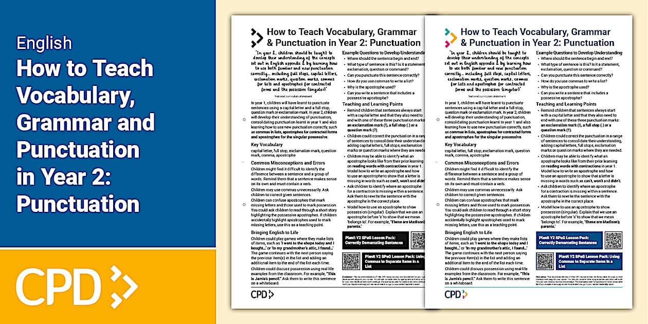 How to Teach Vocabulary, Grammar and Punctuation in Year 2: Punctuation