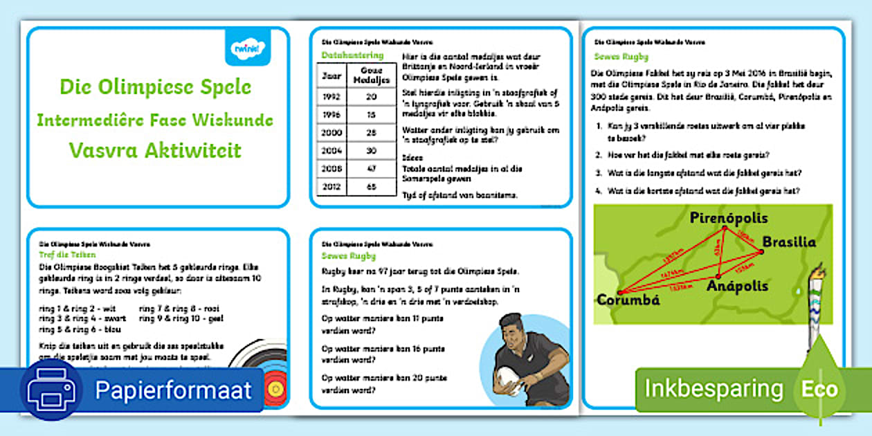 Olimpiese Spele Wiskunde Vasvra (Graad 4 & 5) - Twinkl