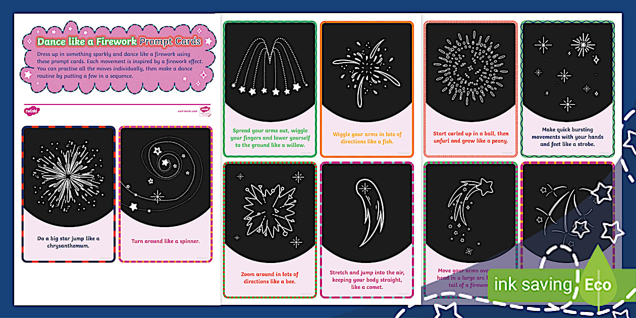 Dance like a Firework Prompt Cards (Ages 5 - 7) - Twinkl
