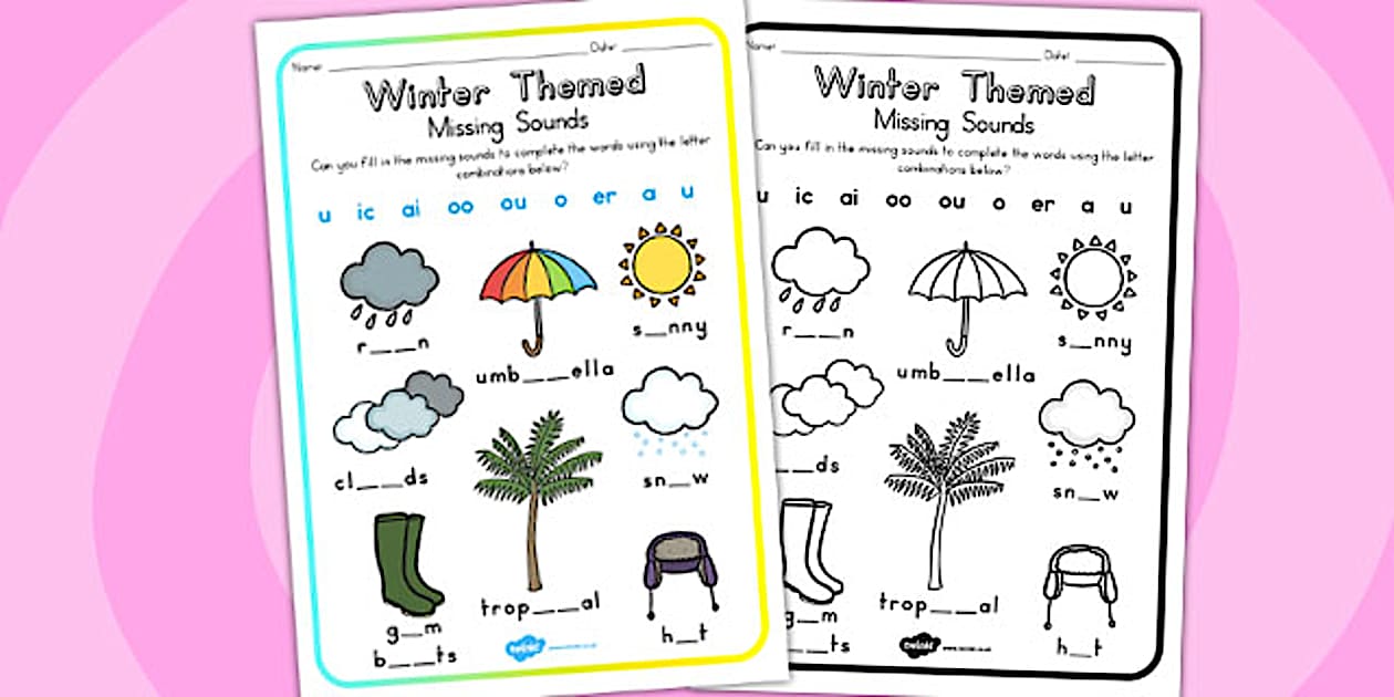 Winter Missing Sounds Worksheet (Teacher-Made) - Twinkl