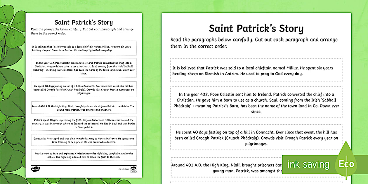 St. Patrick's Day Ordering Worksheet (teacher made) - Twinkl