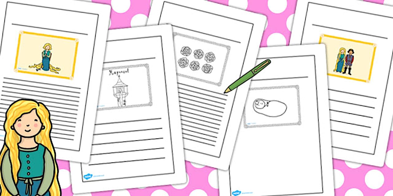 Black and White Rapunzel Story Writing Frames (teacher made)