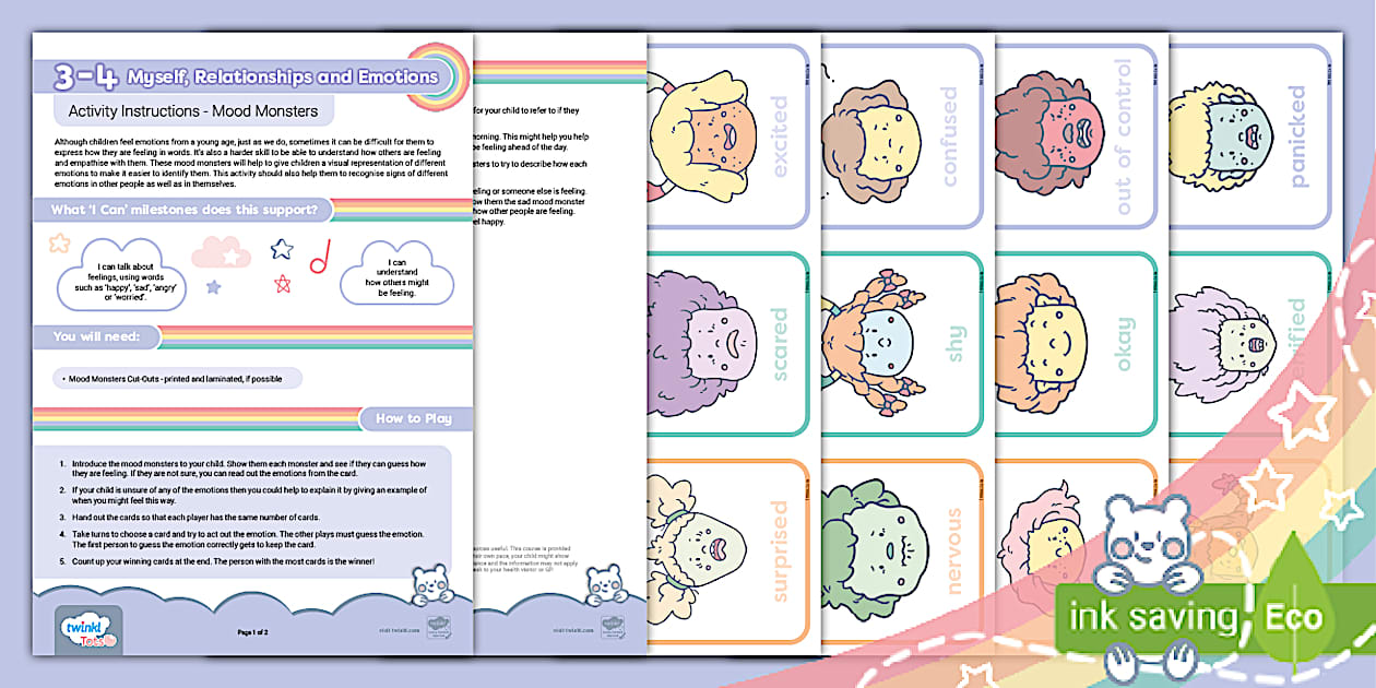 3-4 years Myself Relationships Emotions Mood Monsters