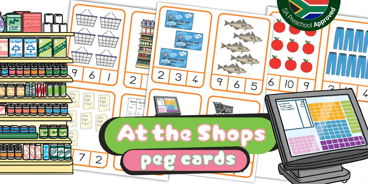 Preschool: At the Shops-Peg Cards