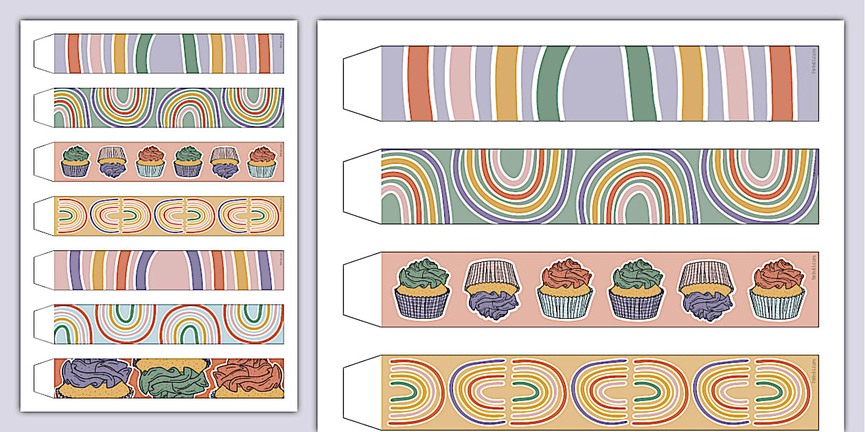 Muted Rainbow Themed Paper Chains (Teacher-Made) - Twinkl