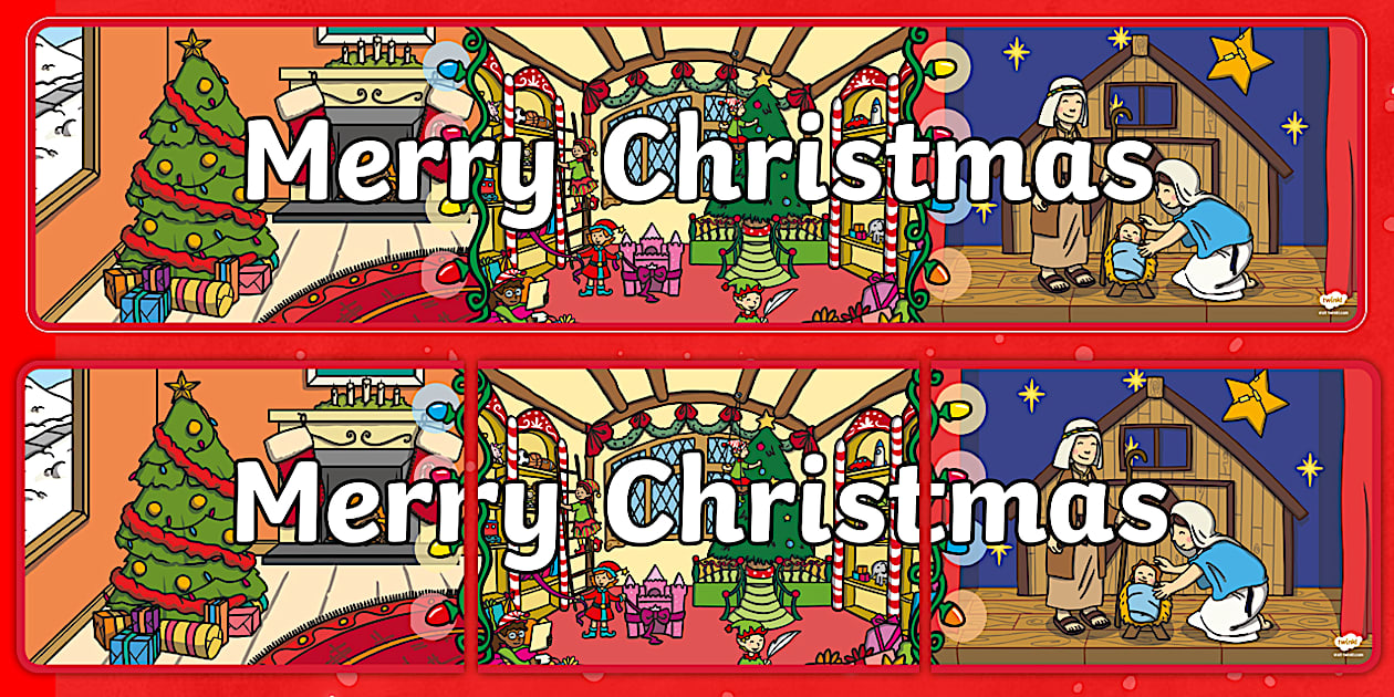 Christmas Display Banner | Merry Christmas Banner - Twinkl