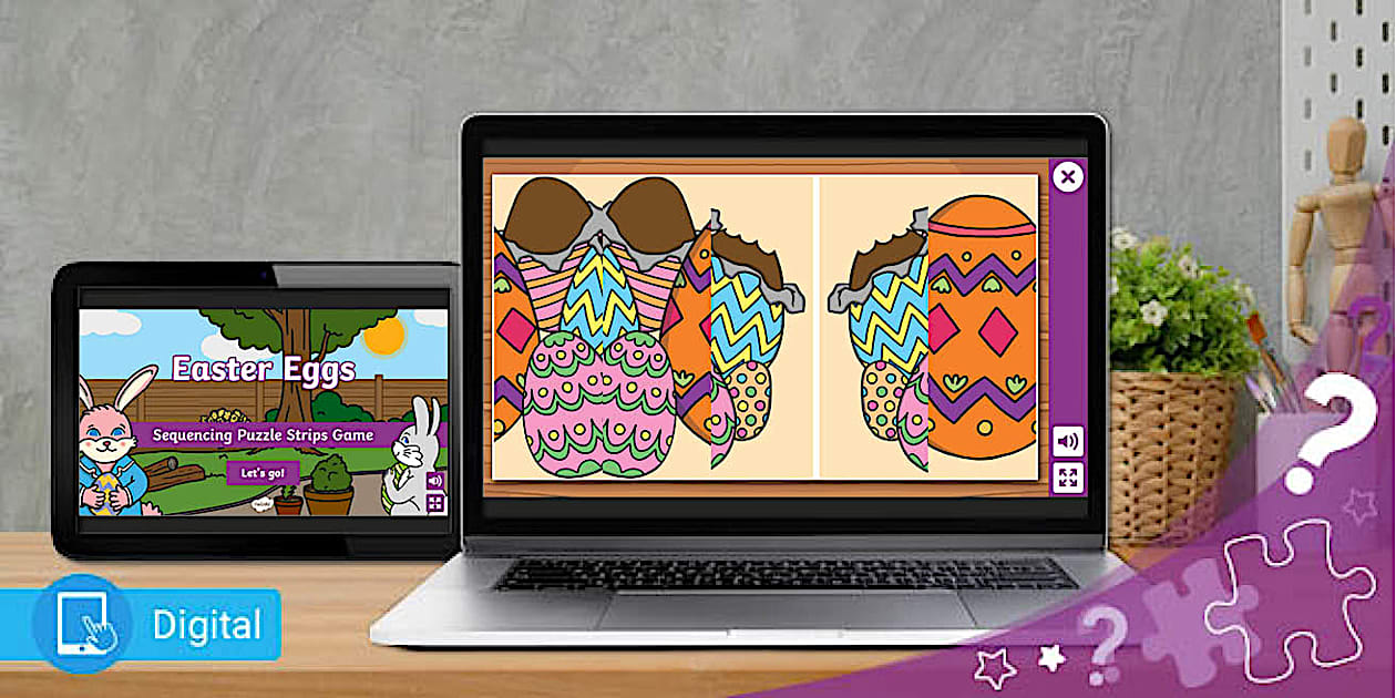 Easter Egg Sequencing Puzzle Strips Game - Twinkl Puzzled
