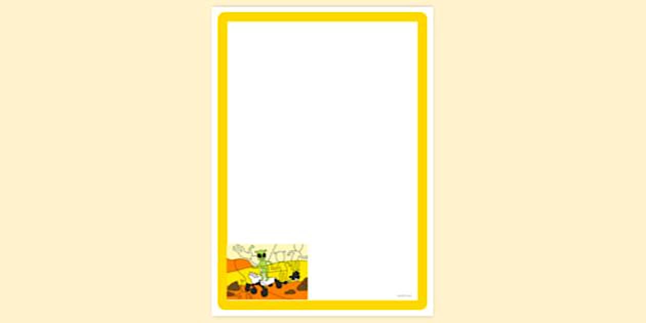 Simple Blank Alien Skateboarding on Mars Page Border