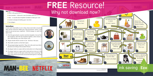 FREE! - Man vs Bee Board Game (teacher made) - Twinkl