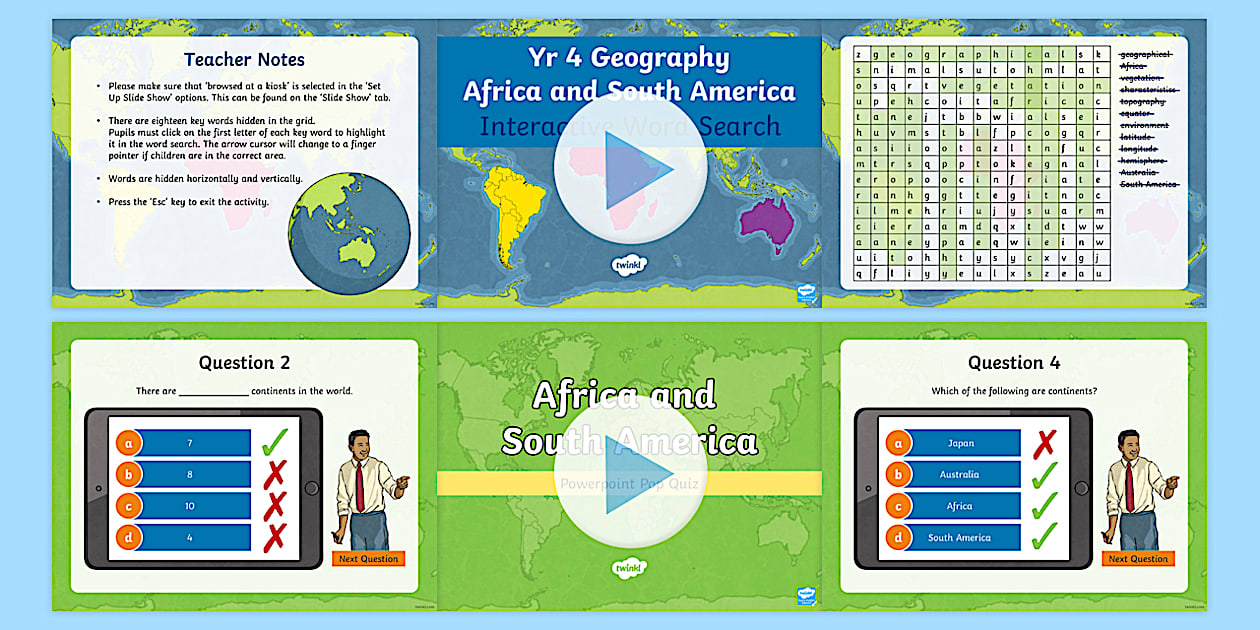 Africa and South America Interactive Activity Pack - Twinkl