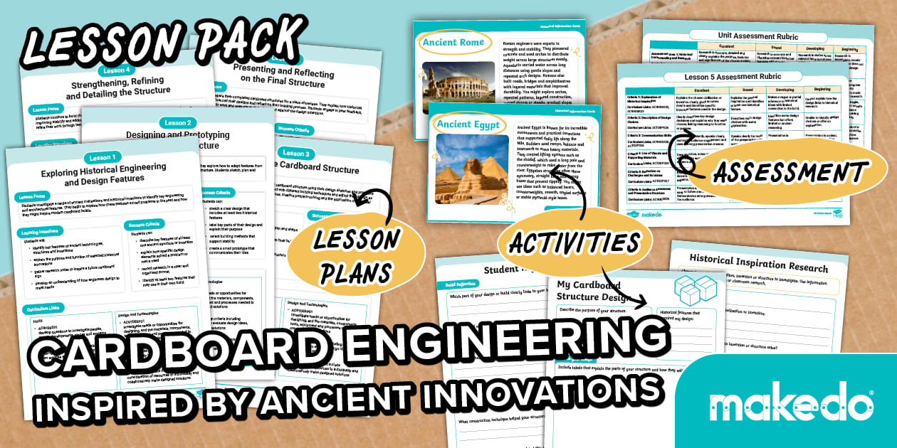 Makedo Cardboard Engineering Ancient Innovations Lesson Pack