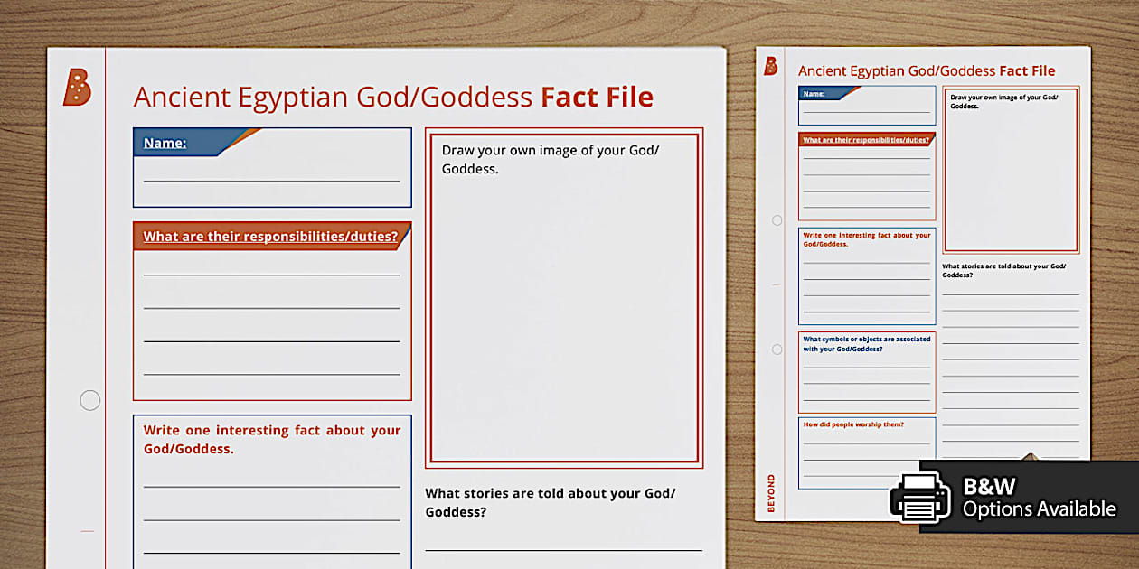 Ancient Egyptian Gods/Goddess Fact File Template - Twinkl