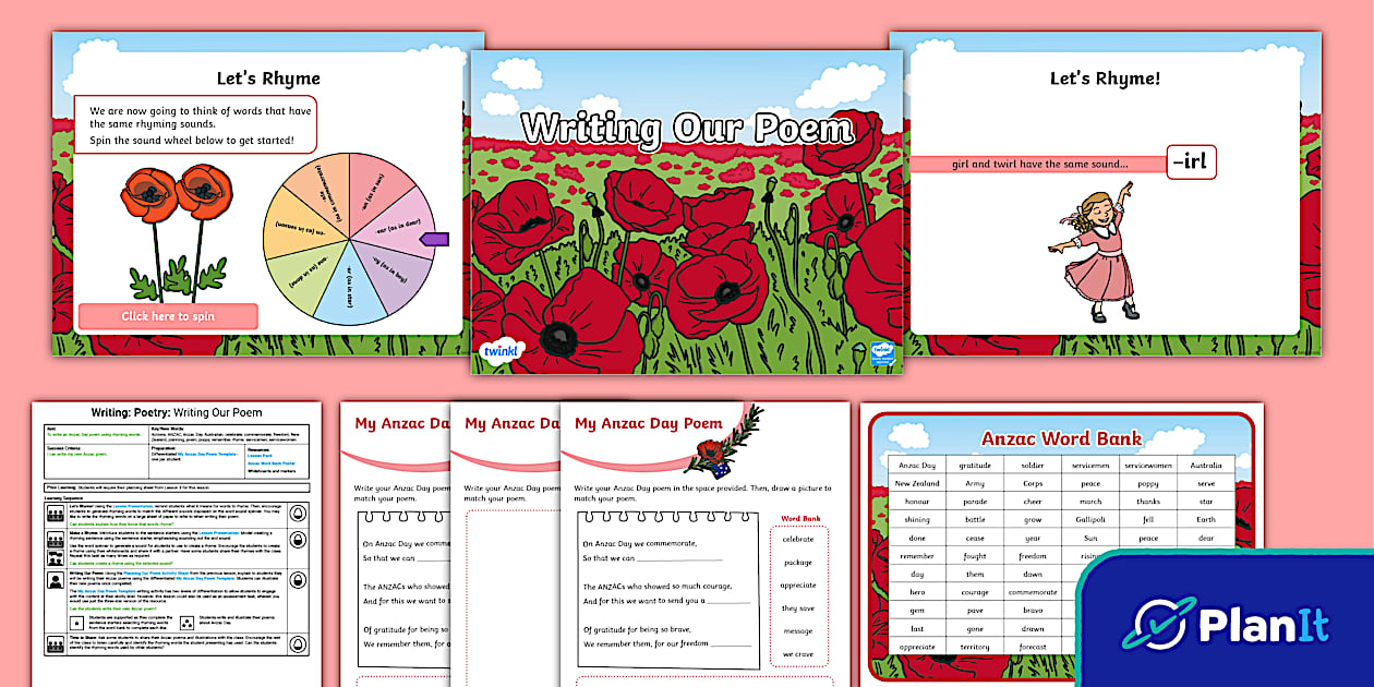 Foundation Writing: Anzac Day Poetry Lesson 4 (teacher made)