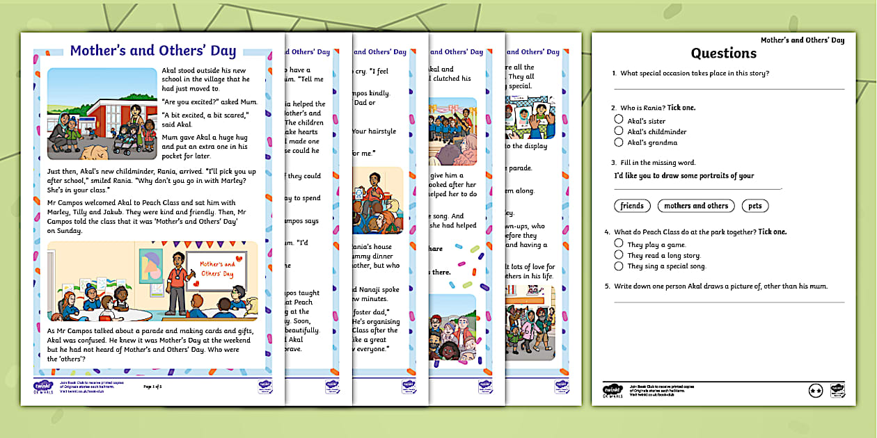 Year 2 Mother's and Others' Day Differentiated Reading Comprehension ...