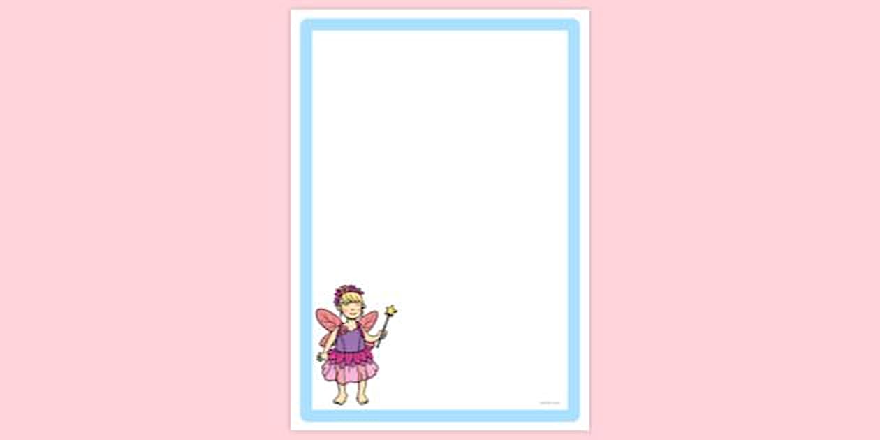Simple Blank Girl Dressed as a Fairy Page Border | Borders