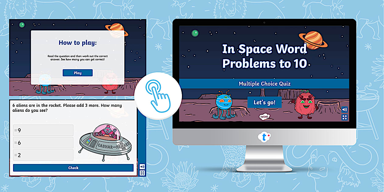 Grade R: In Space Word Problems to 10 Interactive Game