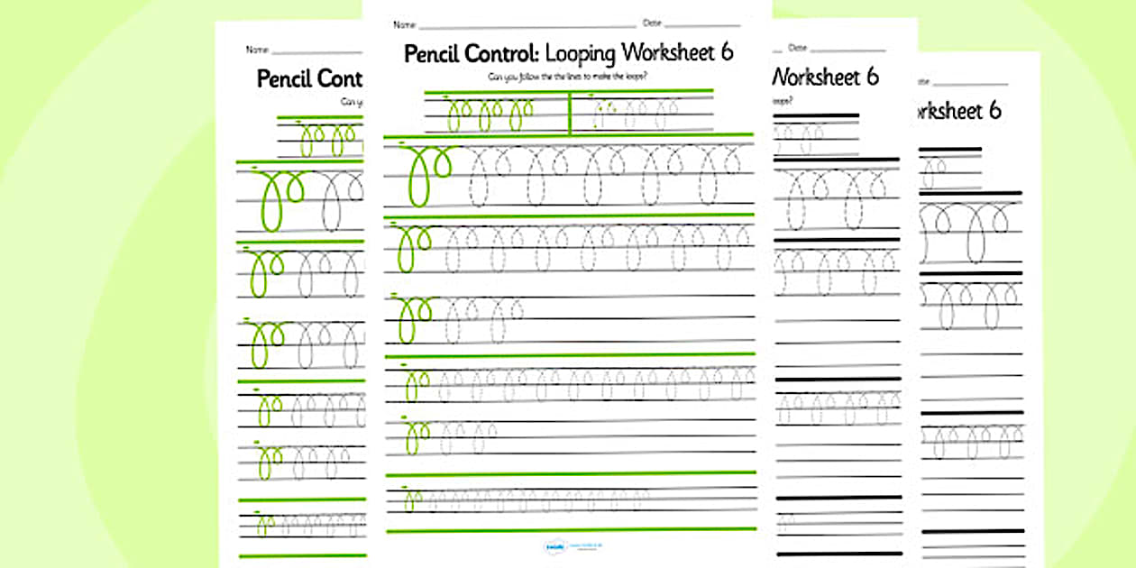 Black and White Pencil Control Looping Worksheet 6 - Twinkl
