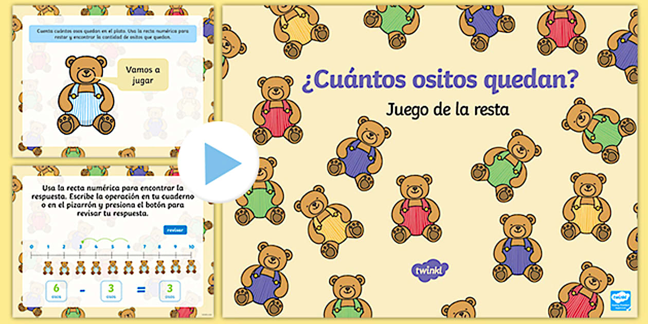 Juego de la resta con ositos - Twinkl