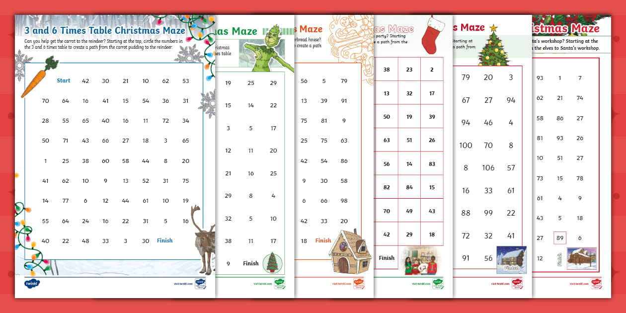 👉 KS2 Times Tables Christmas Maze Pack - Twinkl